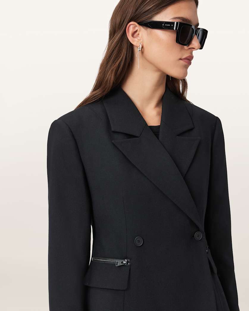 Mimmie Double Breasted Blazer Black | ALLSAINTS